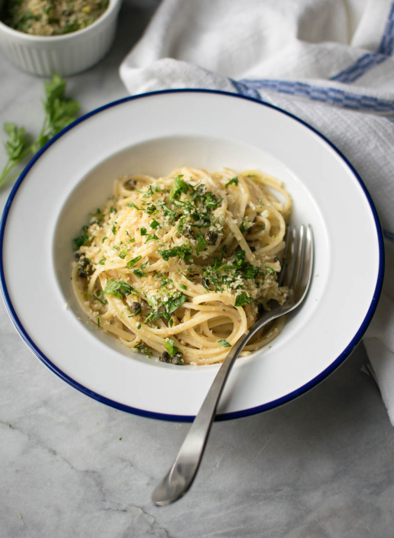 Linguine with Sardines and Fried Caper Gremolata | Carolyn's Cooking