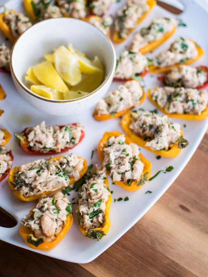 Tuna Stuffed Roasted Pepper Boats | Carolyn's Cooking