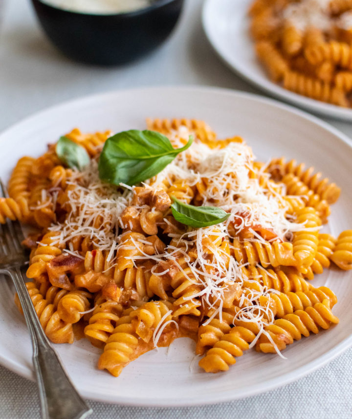 Fusilli alla Vodka with Pancetta and Peppers | Carolyn's Cooking