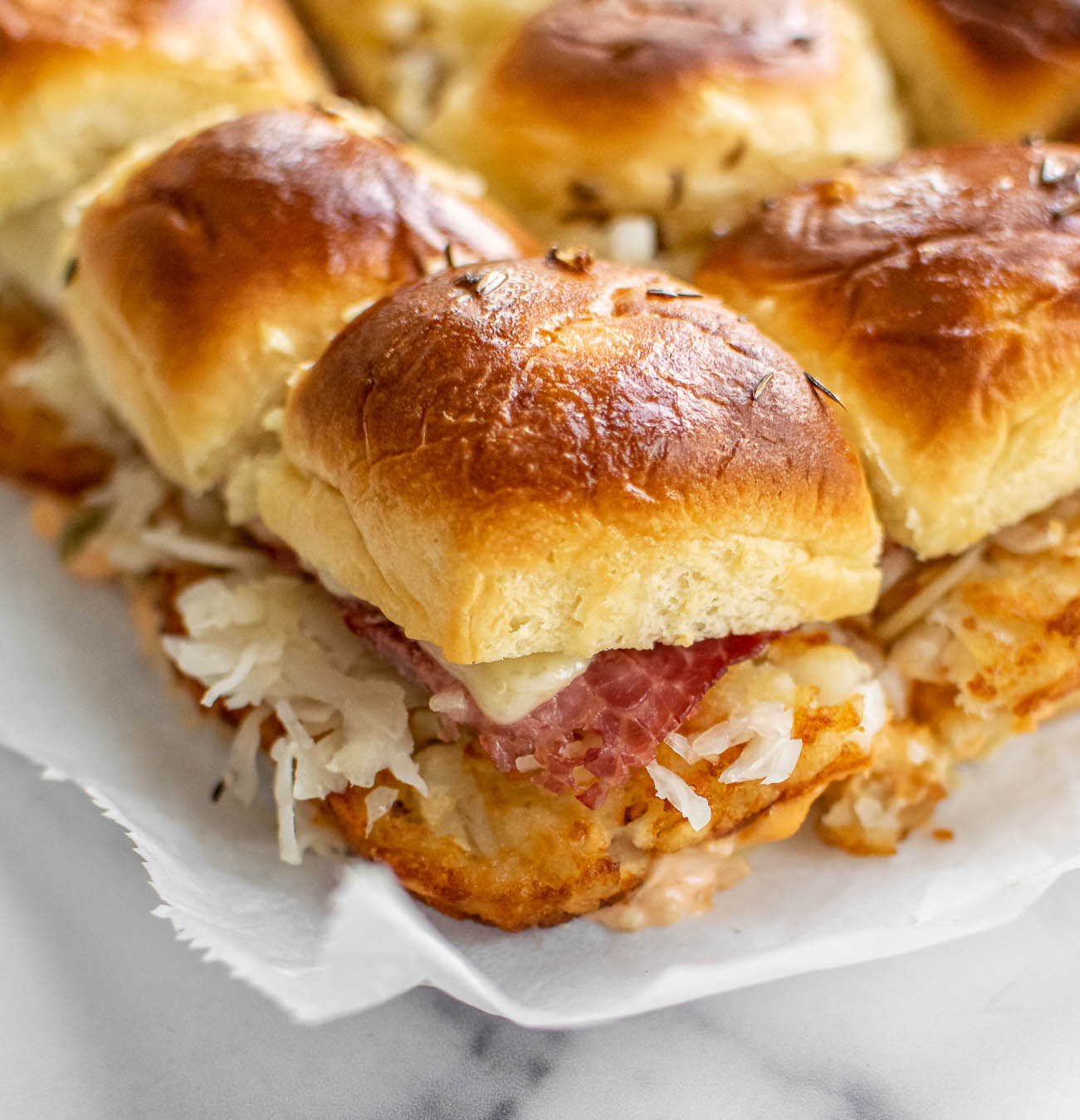 Corned Beef and Hash Brown Sliders | Carolyn's Cooking