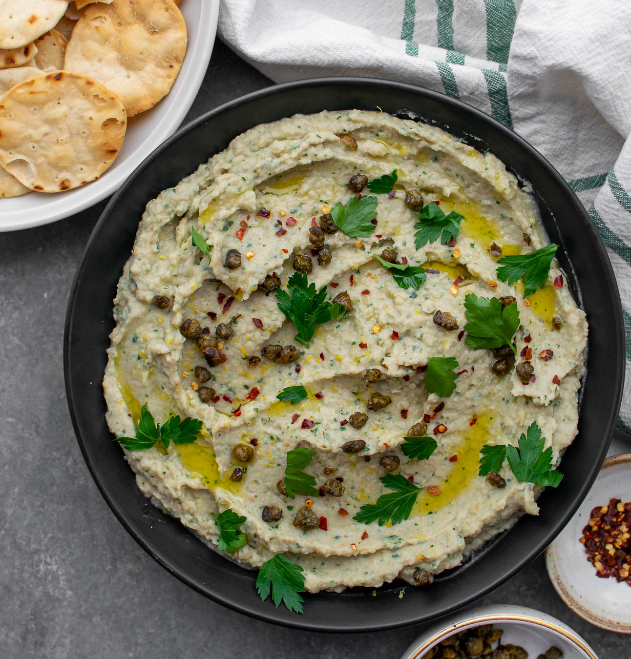 Roasted Garlic and Artichoke White Bean Dip with Fried Capers | Carolyn ...