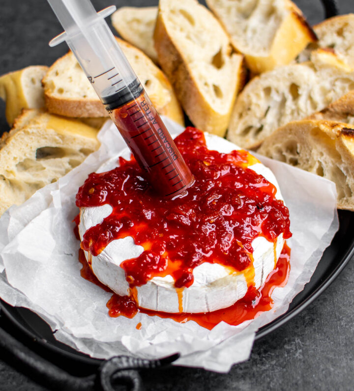 Halloween Bloody Baked Brie | Carolyn's Cooking