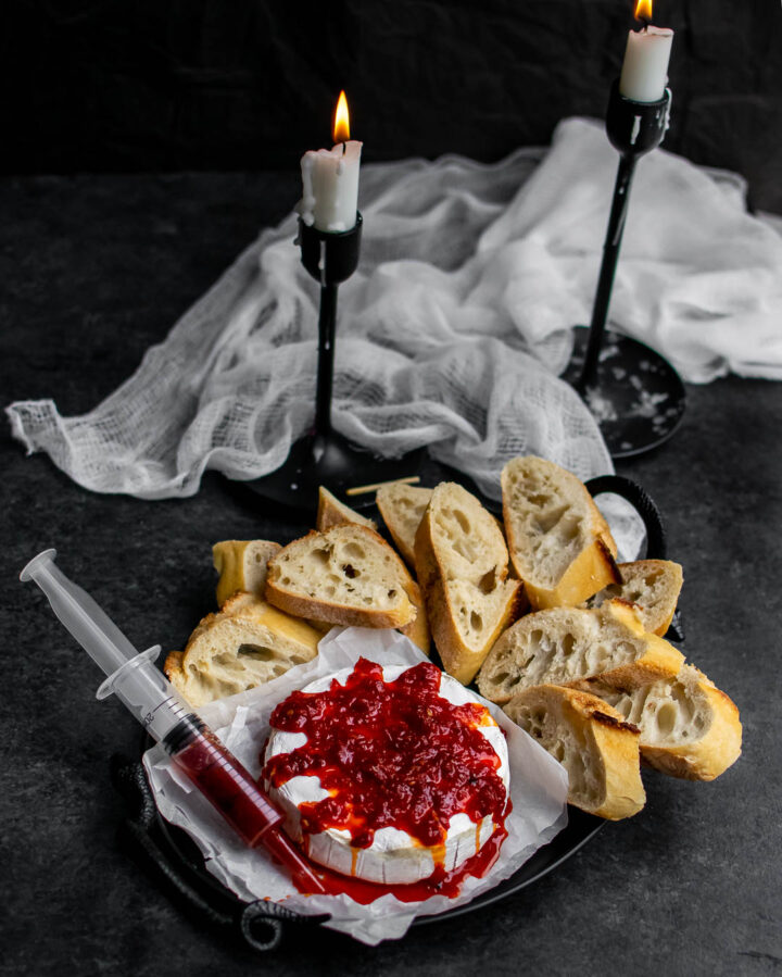 Halloween Bloody Baked Brie | Carolyn's Cooking
